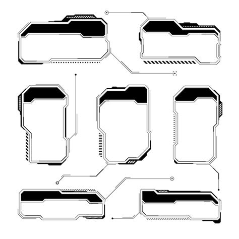 검은색 미래 Hud 또는 Ui 요소 Scifi 사용자 인터페이스 텍스트 상자 호출 경고 메시지 프레임 정보 상자 템플릿 디지털 스타일의 현대 게임 인터페이스 레이아웃 터