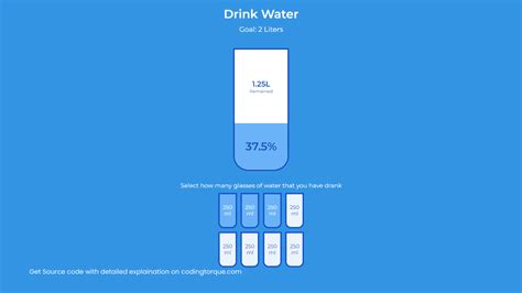 Daily Water Intake Goal Tracker Using Html Css And Javascript Source