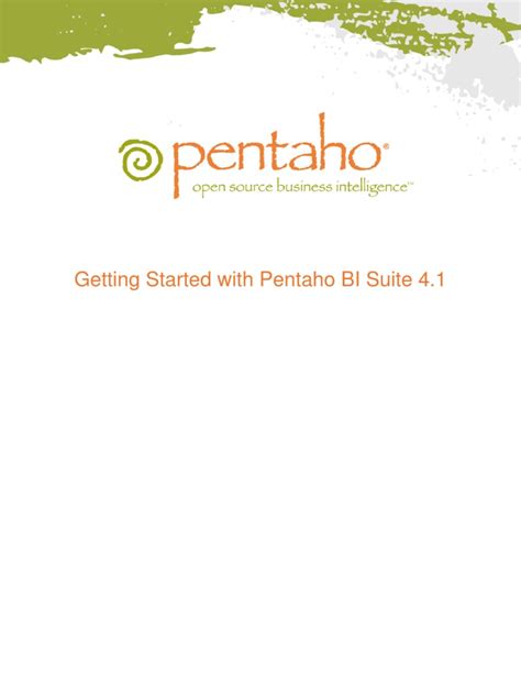 Getting Started With Pentaho Pdf 64 Bit Computing Business Intelligence