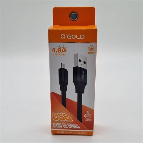 cabo usb para v8 micro usb reforçado turbo 4 8a a gold
