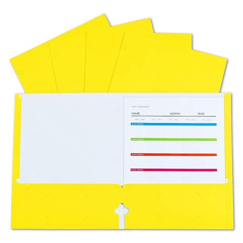 2 Pocket Laminated Paper Portfolios With 3 Hole Punch Yellow Box Of
