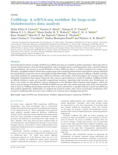 pdf cellheap a scrna seq workflow for large scale bioinformatics