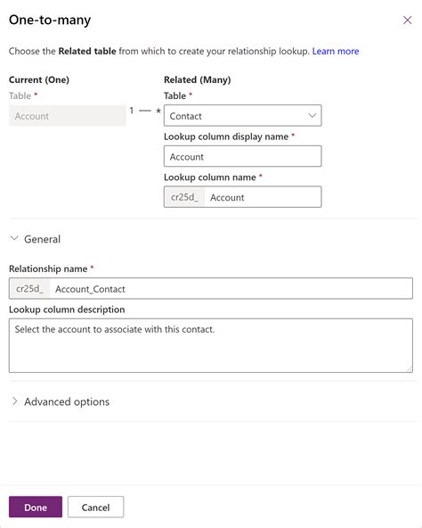 Power Apps 포털을 사용하여 일대다 또는 다대일 테이블 관계를 생성하고 편집하기 Power Apps