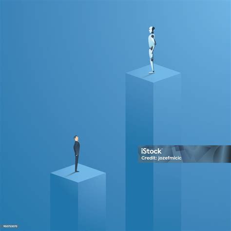 기술 인 간에 비해 인공 지능의 개념은 벡터 Ai 인 우수한 작업자 개념에 대한 스톡 벡터 아트 및 기타 이미지 개념 개선