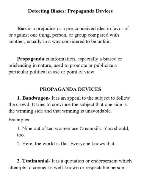 Propaganda Devices Pdf Propaganda Psychology
