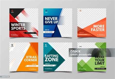 스포츠 광장 배너 템플릿입니다 소셜 미디어 게시물 웹 배너 및 전단지용 홍보 용 배너 스포츠에 대한 스톡 벡터 아트 및 기타 이미지 스포츠 형판 소셜 네트워킹