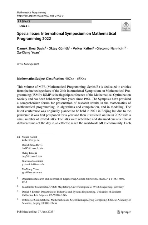 Pdf Special Issue International Symposium On Mathematical