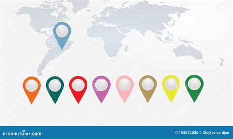 Colorful Pointers On World Map Stock Vector Illustration Of Location