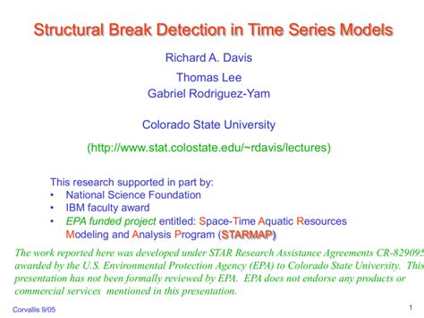 Structural Break Detection In Time Series Models Richard A Davis Thomas Lee