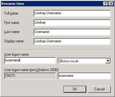User Accounts Active Directory Changing A Name Server Fault