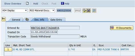 Fi Document No Of Migo Sap Community