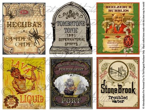 Printable Halloween Drinks Labels Wine Water Punch Drink Printable