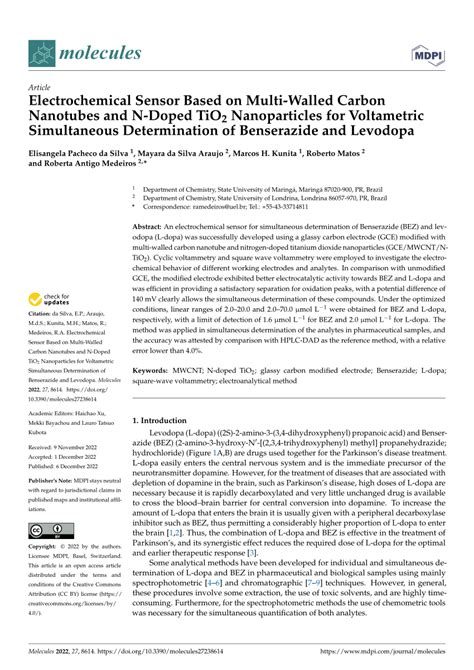 Pdf Electrochemical Sensor Based On Multi Walled Carbon Nanotubes And