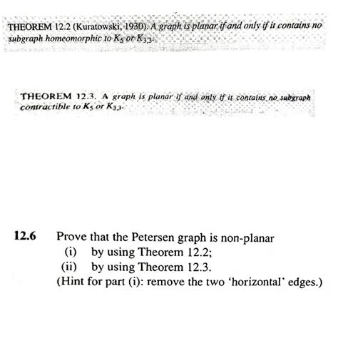 solved theorem 12 2 kuratowski 1930 a graph is planar if