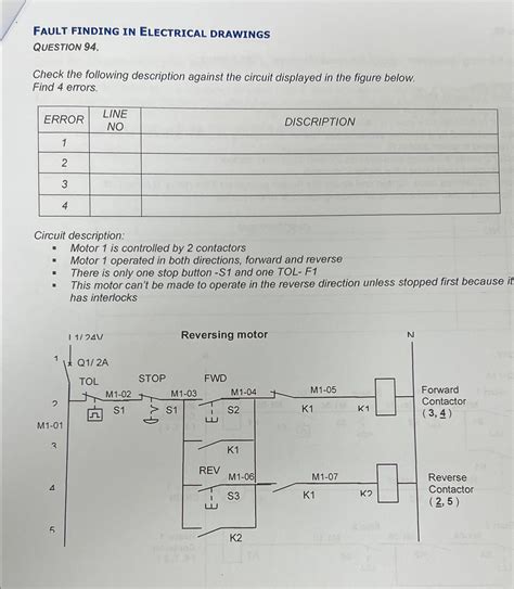 Solved FAULT FINDING IN ELECTRICAL DRAWINGS QUESTION Chegg
