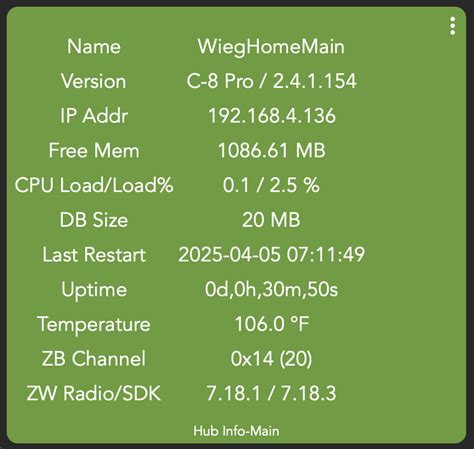 BETA Hub Detailed Information Display Custom Apps Hubitat