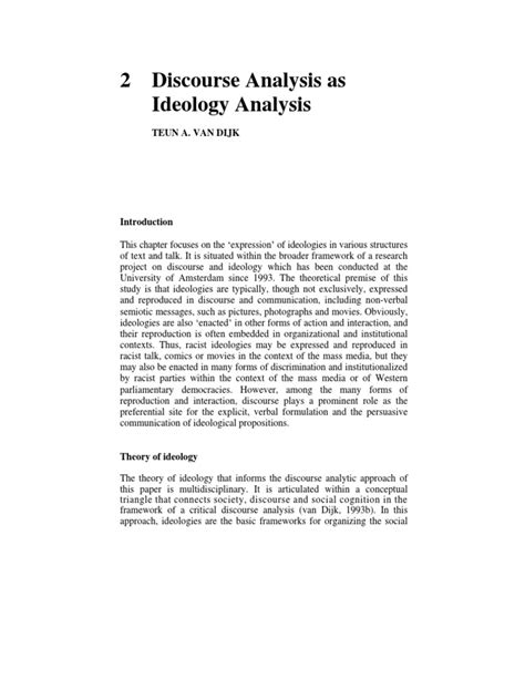van dijk t discourse analysis as ideology analysis pdf ideologies