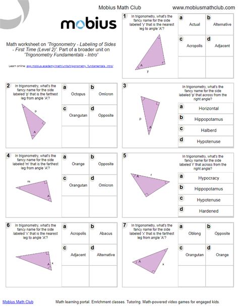 Free Worksheet Trigonometry Labeling Of Sides First Time Level 2 Free Worksheet Trigonometry Labeling Of Sides First Time Level 2