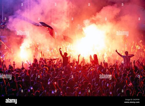 Enthusiastic Fans Ignite Smoke During A Live Performance Of Greek Singer Thanasis