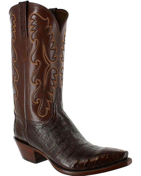 Lucchese Mens Exotic Sienna Caiman Western Boots Snip Toe Boots
