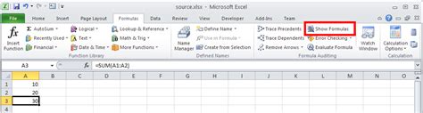 Show Formulas Instead Of Values In A Worksheet Documentation