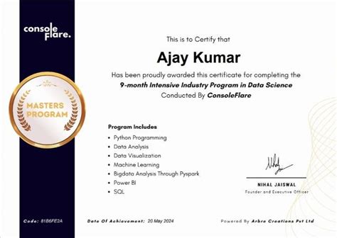 Completed A 9 Month Data Science Program With Consoleflare Ajay Kumar Posted On The Topic