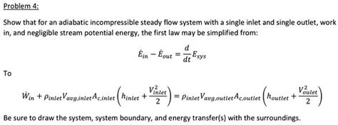 solved problem 4 show that for an adiabatic incompressible steady
