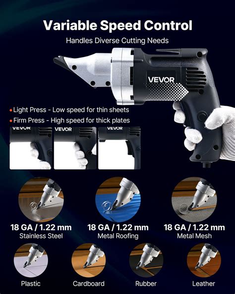Electric Metal Shear 40 Amp Corded Sheet Metal Cutter With 360 Degre