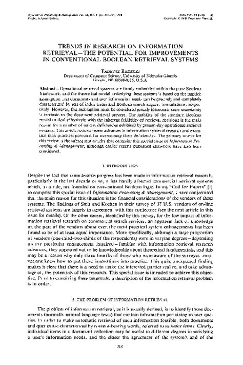 pdf trends in research on information retrieval — the potential for