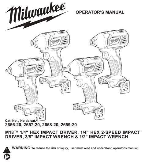 Milwaukee 2656 20 M18 14in Hex Impact Driver Instruction Manual
