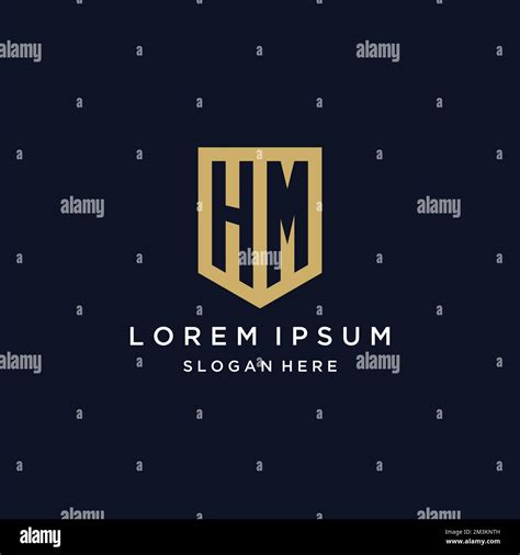 Hm Monogram Initials Logo Design With Shield Icon Template Stock Vector Image And Art Alamy