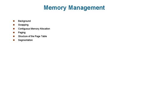 Main Memory Memory Management N Background N Swapping