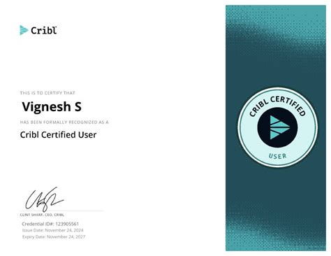 Vignesh S On Linkedin Hello Connections Im Now A Cribl Certified User Collect Redact…