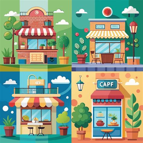 Premium Vector Simple Cafe Set Design