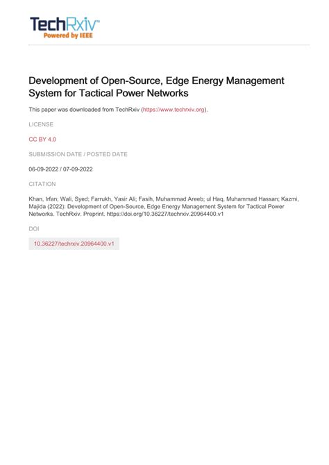 Pdf Development Of Open Source Edge Energy Management System For