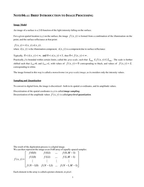 Introduction To Image Processing Computer Science Cs T101 Docsity