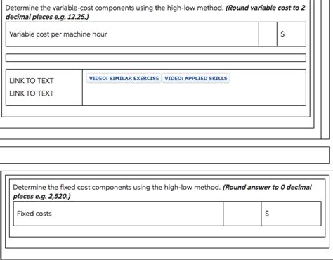 Solved Determine The Variable Cost Components Using The