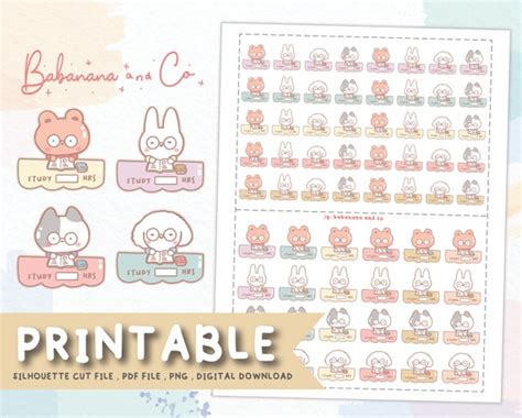 Cute Study Tracker Printable Planner Stickersdigital Etsy