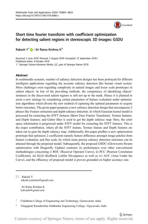 Short Time Fourier Transform With Coefficient Optimization For Detecting Salient Regions In
