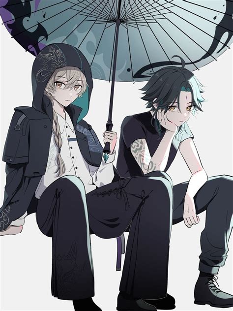 Xiao and aether イラスト ポーズ参考写真 神 漫画