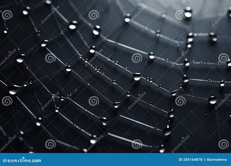 The Spider Web With Water Drops Close Up Ai Generated Stock