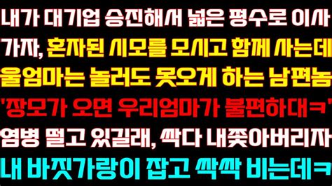 반전 신청사연 내가 이사가서 혼자된 시모를 모시고 함께 사는데 엄마는 놀러도 못오게 하는 남편 둘다 내보내자 거품무는데실화사연사연낭독라디오드라마신청사연 라디오