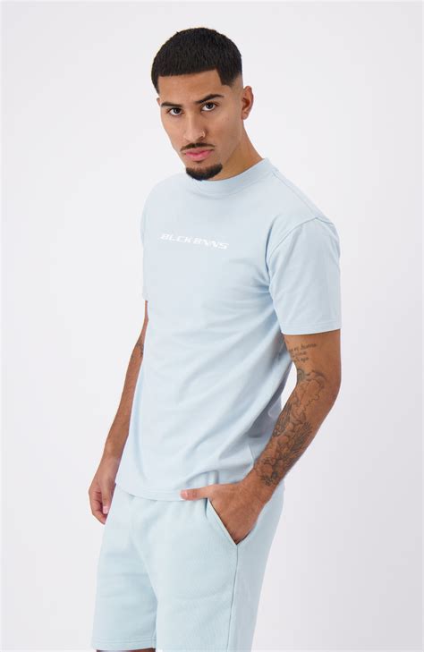 Cursive Script Tee Ice Blue Black Bananas