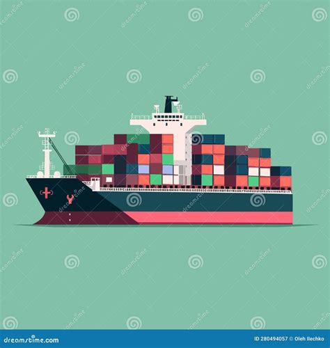 Cargo Ship With Containers Vector Isolated Illustration Stock Vector Illustration Of Metal