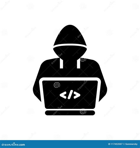 Black Hacker Or Software Engineer Symbol On White Background Co Stock Vector Illustration Of