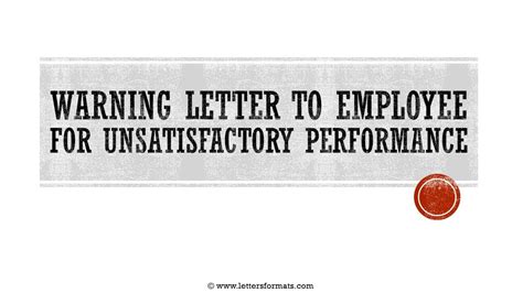 Warning Letter To Employee For Unsatisfactory Performance