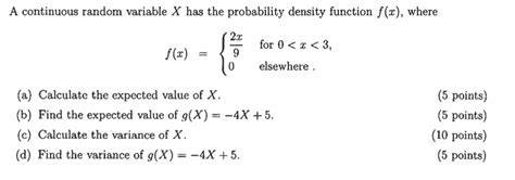 Solved A Continuous Random Variable X ﻿has The Probability