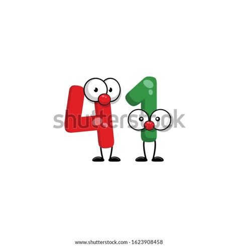 Funny Cute Number 41 Character Eye Stock Vector Royalty Free