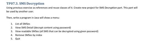 Solved Tp073 Sms Decryption Using Previous Exercise As