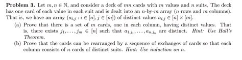 Solved Problem Let M NN And Consider A Deck Of Mn Cards Chegg
